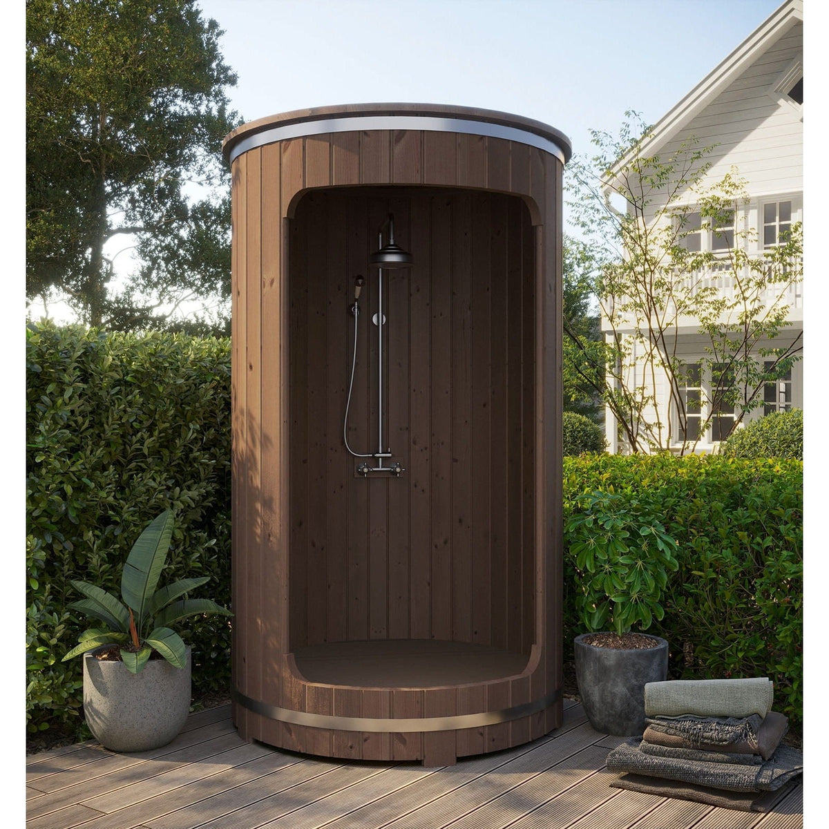 SaunaLife Barrel Shower Model R3, Rain-Series Outdoor Barrel Shower Kit ...